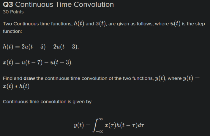 Solved 30 Points Two Continuous time functions, h(t) and | Chegg.com