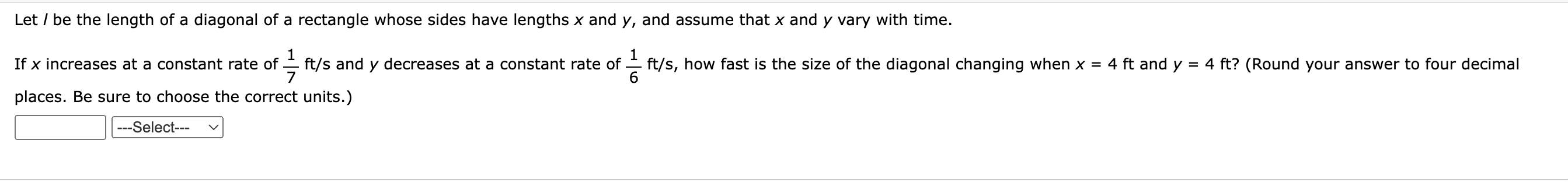 Solved Let I be the length of a diagonal of a rectangle | Chegg.com