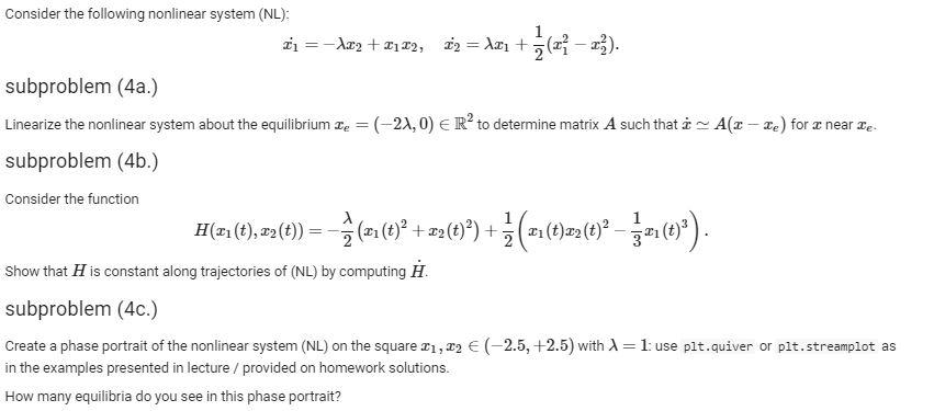 1 = Consider the following nonlinear system (NL): ni | Chegg.com