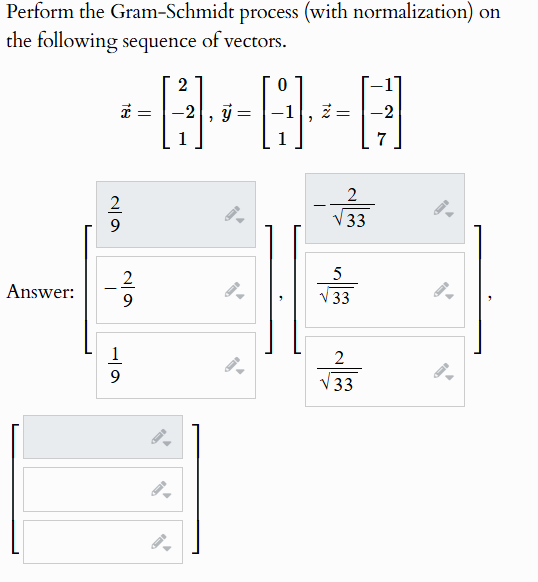 Solved Perform the Gram-Schmidt process (with normalization) | Chegg.com