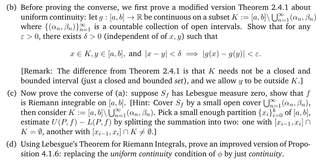 Lebesgue's Theorem for Riemann Integrals. Let f : | Chegg.com