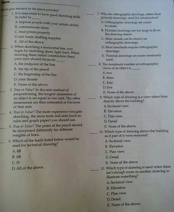 Solved Name Write your answers in the spices provided 1. It | Chegg.com