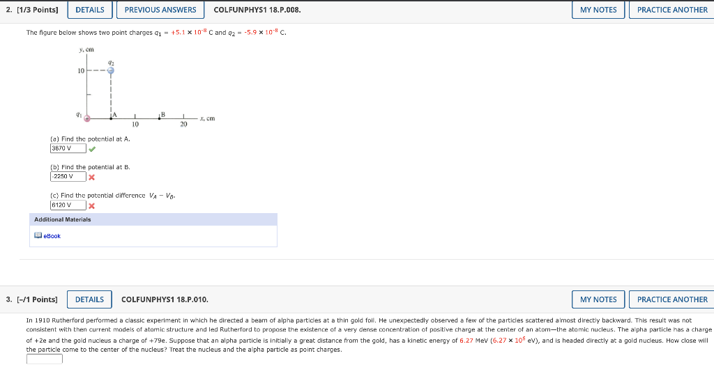 Solved The figure below shows two point charges | Chegg.com