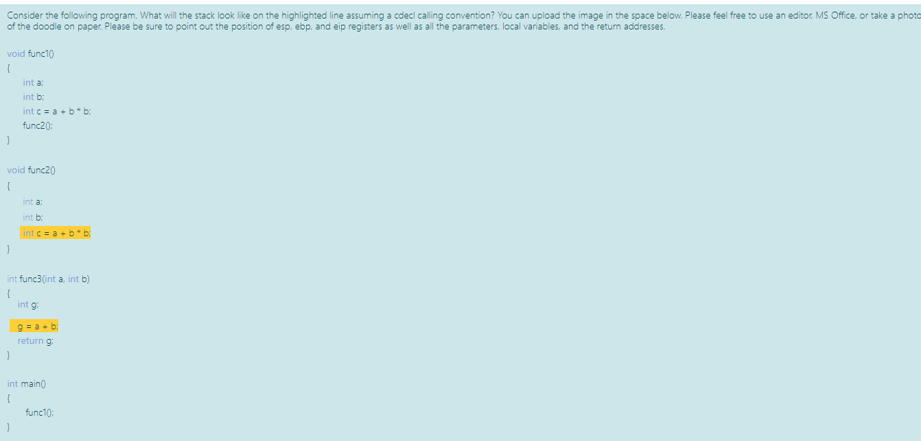 Solved Consider the following program. What will the stack | Chegg.com