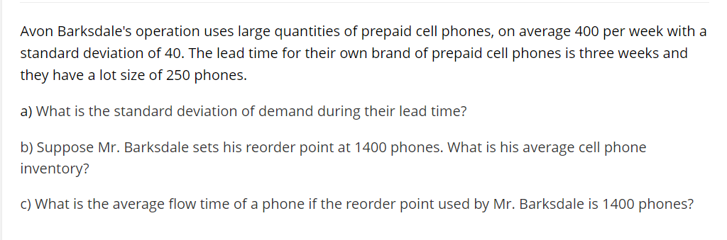 Solved Avon Barksdale's operation uses large quantities of | Chegg.com