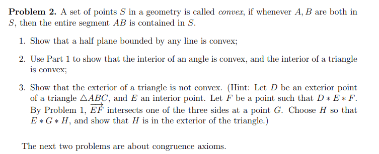Solved Problem 2. A set of points S in a geometry is called | Chegg.com