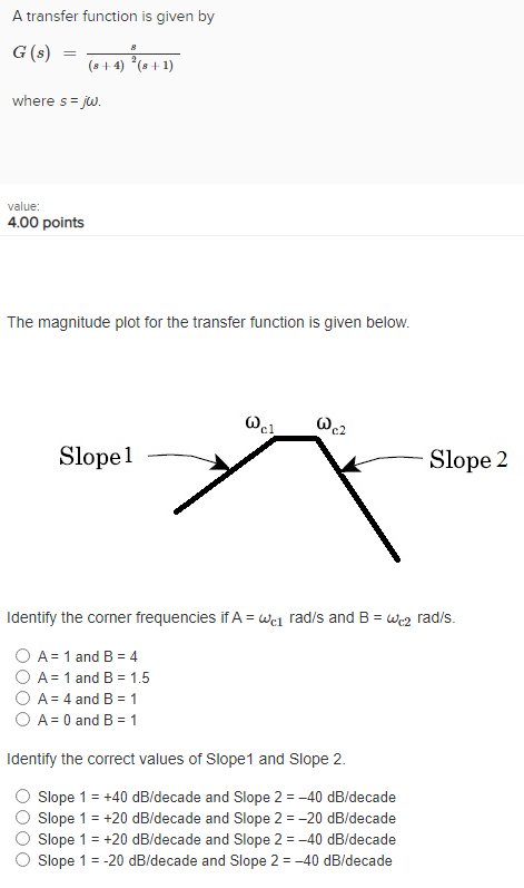 Solved A transfer function is given by G(s) = 10+4)*(+1) | Chegg.com