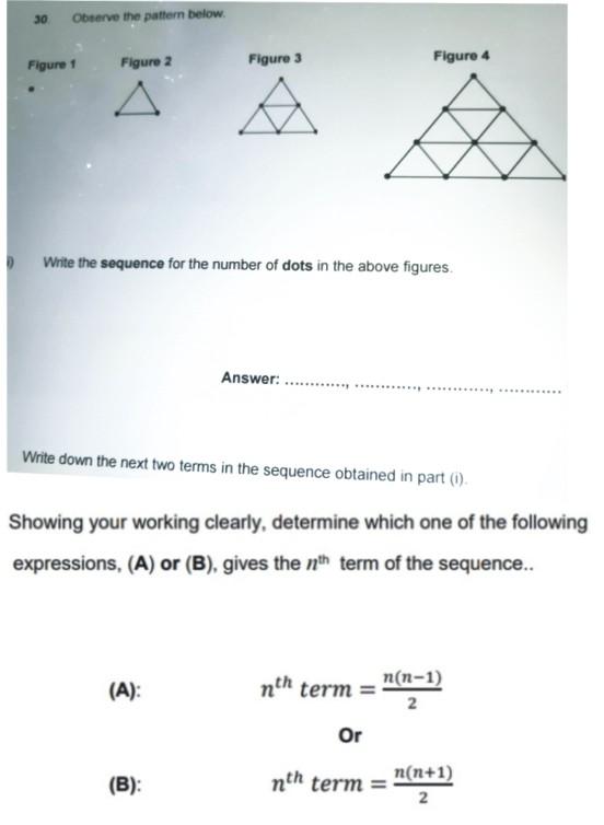 Solved 30 Observe the pattern below. Figure 1 Figure 2 | Chegg.com