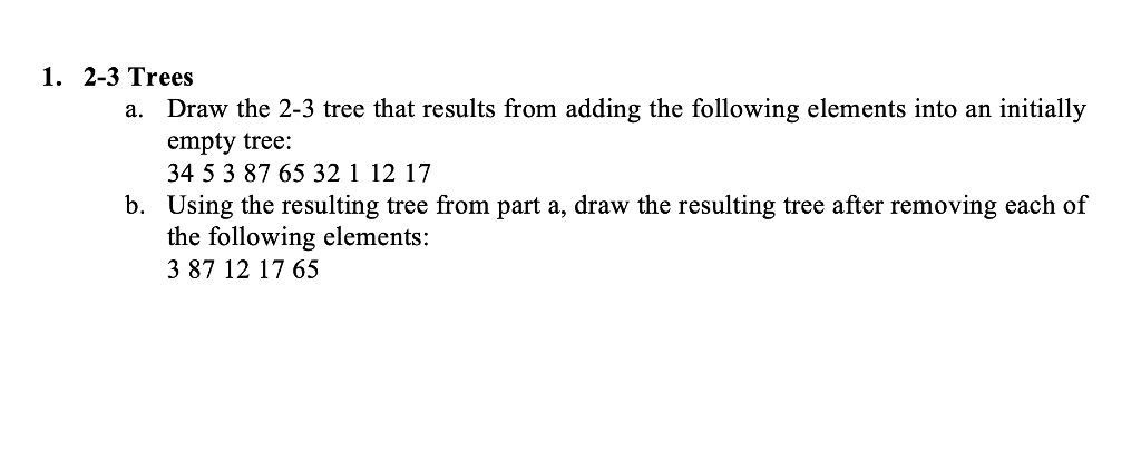 Solved 1. 2-3 Trees Draw the 2-3 tree that results from | Chegg.com