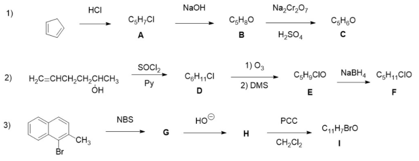 Solved NaOH HCI Na Cr2O 1) CHCI А C5H30 B C5H60 с H2SO4 1) | Chegg.com