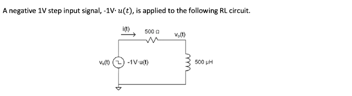 Solved A negative 1V step input signal, -1V• u(t), is | Chegg.com