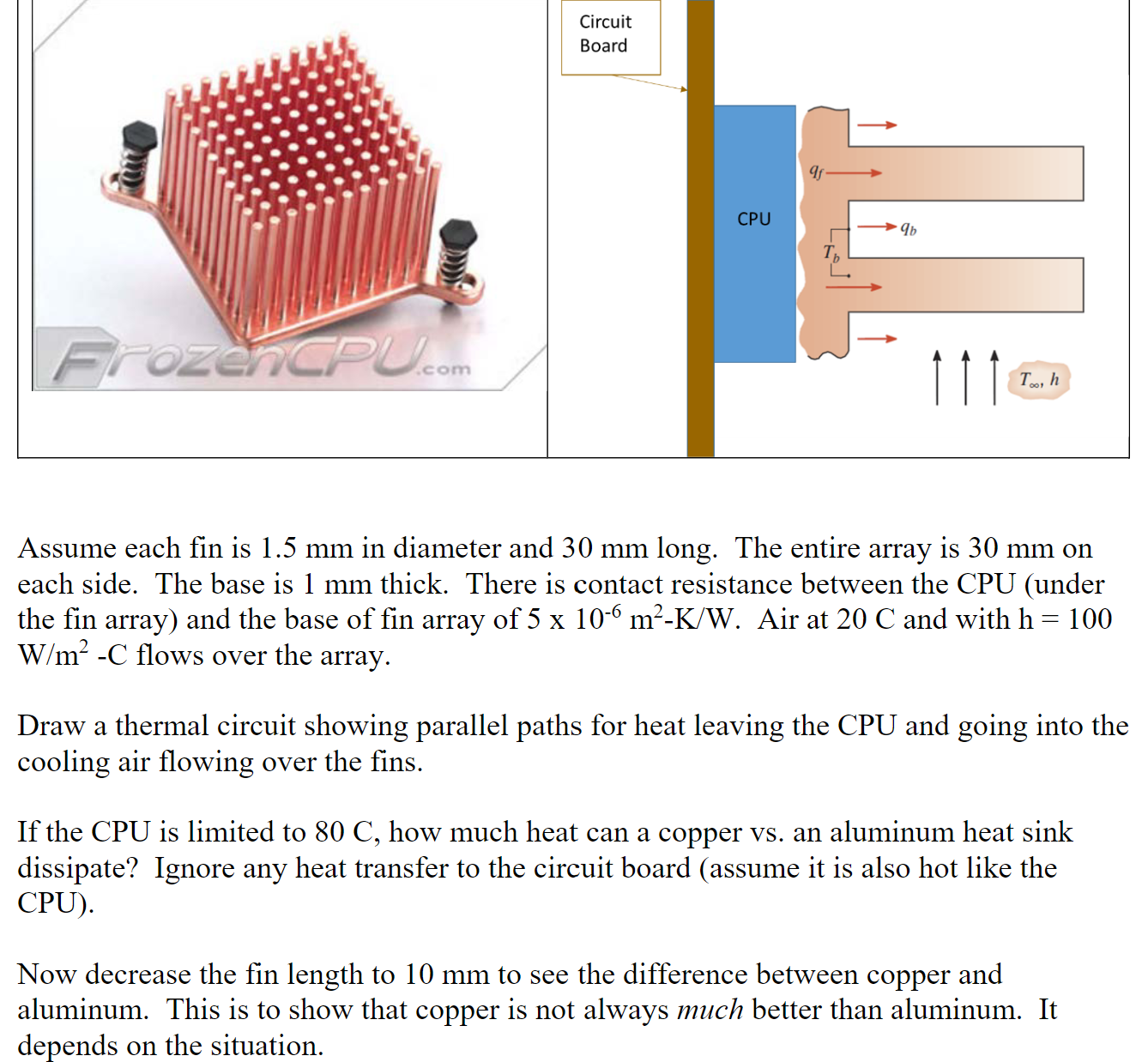 Solved Assume each fin is 1.5 ﻿mm in diameter and 30 ﻿mm | Chegg.com