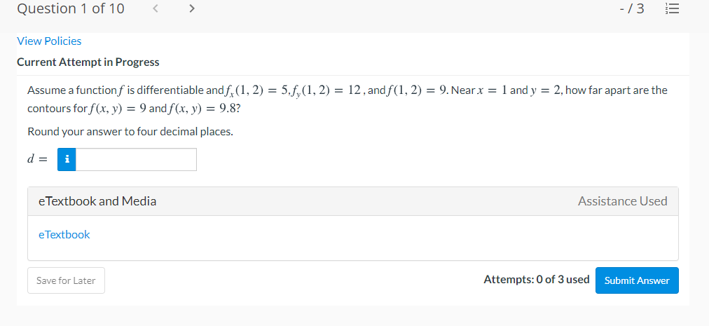 Solved Question 1 of 10 -/3 View Policies Current Attempt in | Chegg.com