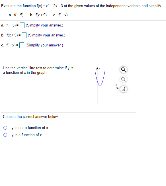 Solved Evaluate the function f(x)=x2 - 2x - 3 at the given | Chegg.com