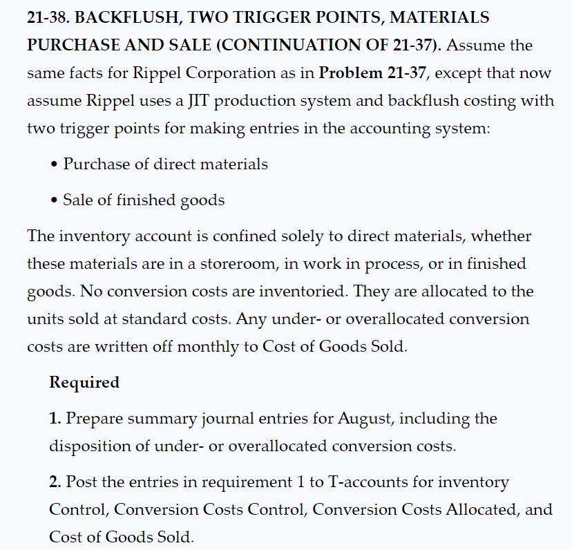 Solved For reference, this was the facts of the rippel | Chegg.com