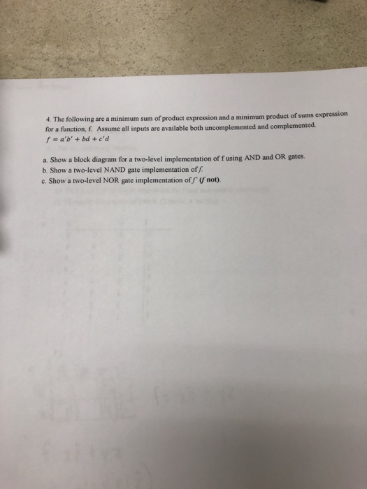 Solved 4. The following are a minimum sum of product | Chegg.com