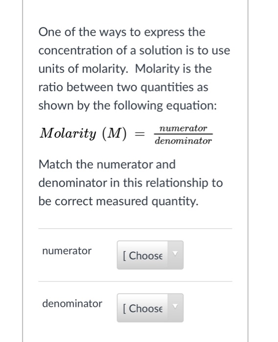 Solved One of the ways to express the concentration of a | Chegg.com