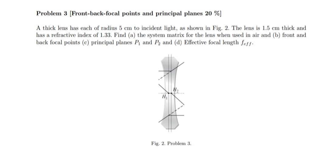 Solved Problem 3 [Front-back-focal points and principal | Chegg.com