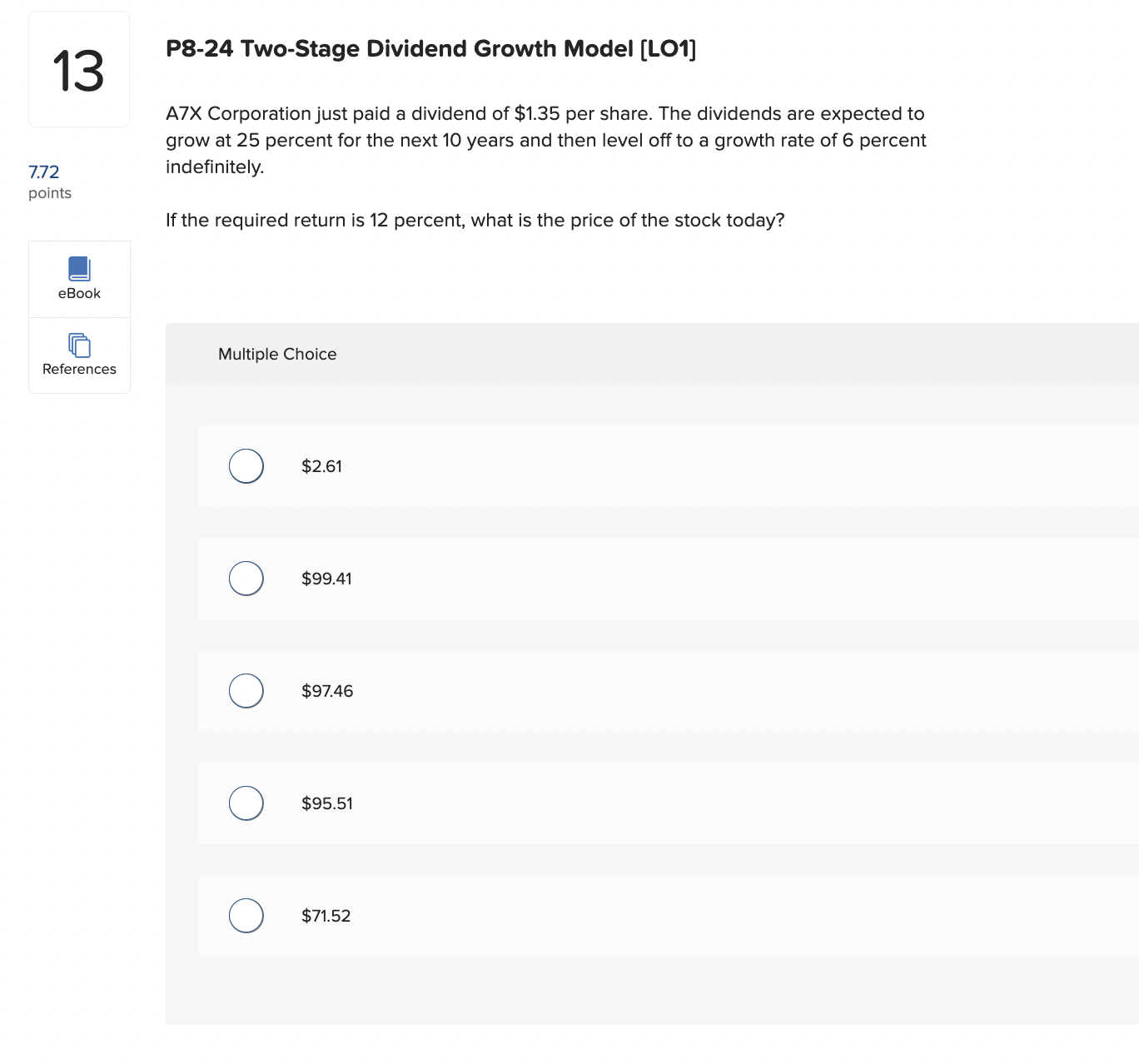 Solved P8-24 Two-Stage Dividend Growth Model [LO1] A7X | Chegg.com