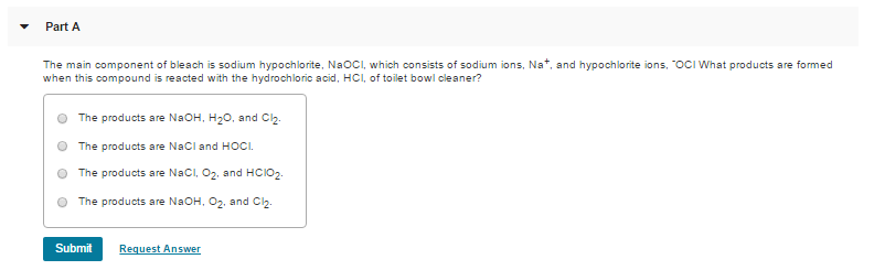Solved The main component of bleach is sodium hypochlorite, | Chegg.com