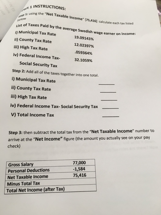 Solved 1 INSTRUCTIONS: using the "Net Taxable income" | Chegg.com