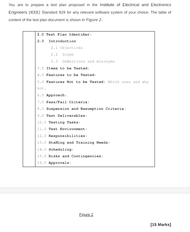Solved You are to prepare a test plan proposed in the | Chegg.com