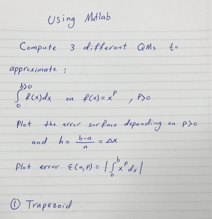 Solved Use matlab to do Trapezoid method. | Chegg.com