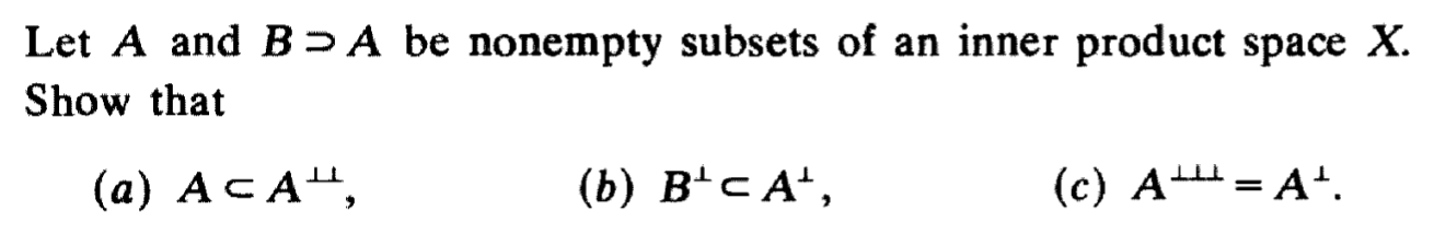 Solved Let A And B⊃a Be Nonempty Subsets Of An Inner Product