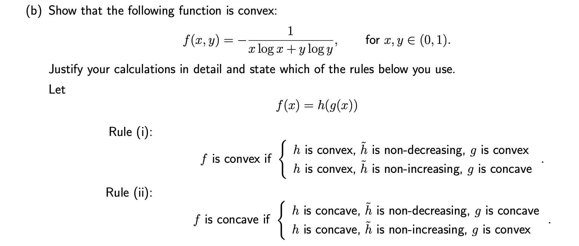 Solved - 2 (b) Show that the following function is convex: 1 | Chegg.com