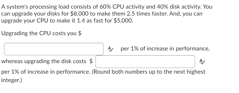 Solved A system's processing load consists of 60% CPU | Chegg.com