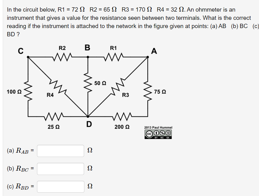 Solved In the circuit below, R1=72Ω,R2=65Ω,R3=170Ω,R4=32Ω. | Chegg.com
