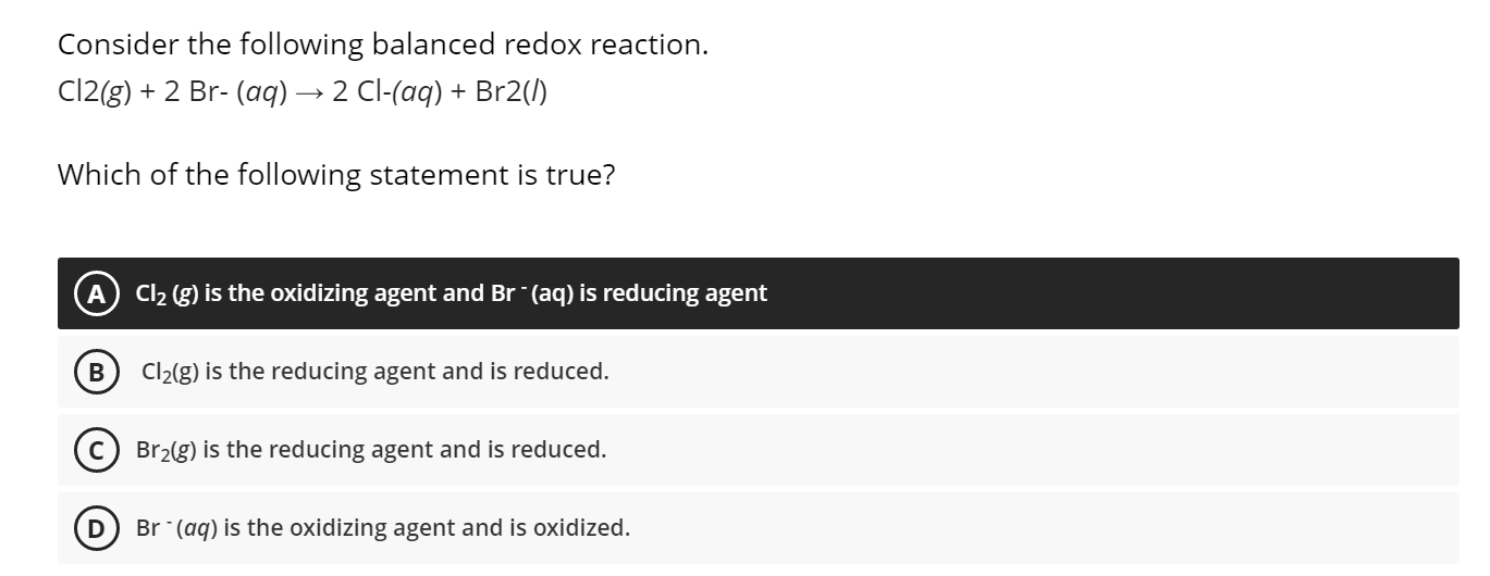 Solved Consider the following balanced redox reaction. | Chegg.com