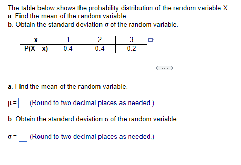 Solved The table below shows the probability distribution of | Chegg.com