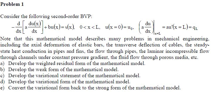Problem 1 Consider the following second-order BVP: | Chegg.com