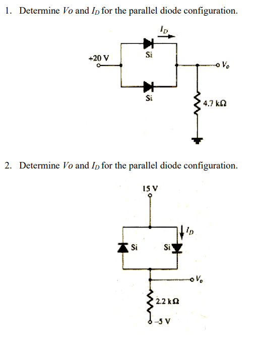 Solved 1 Determine Vo And Ip For The Parallel Diode