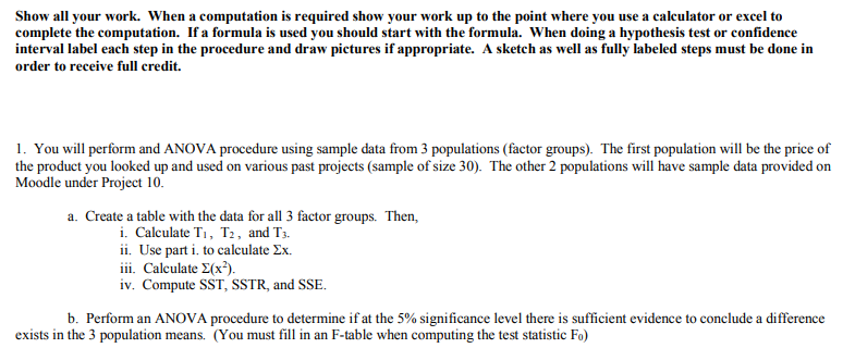 Show all your work. When a computation is required | Chegg.com