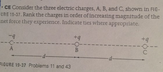 Solved CE Consider the three electric charges, A, B, and C, | Chegg.com