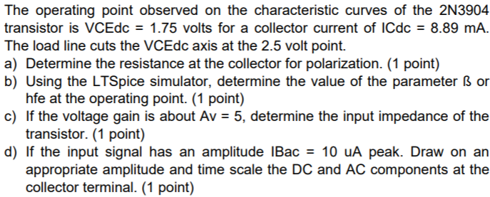 The operating point observed on the characteristic | Chegg.com