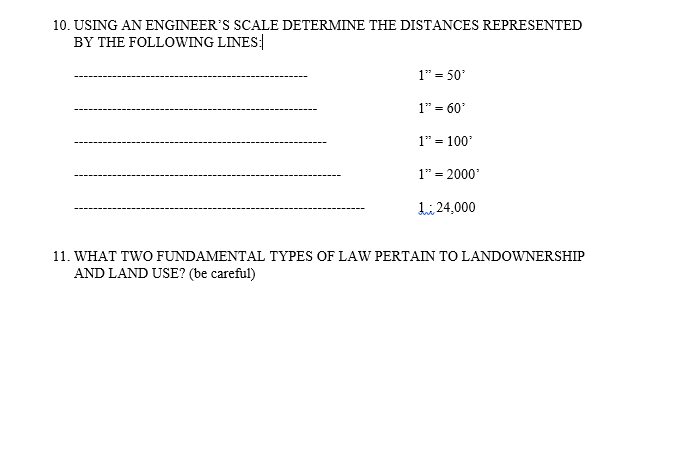 Solved 10. USING AN ENGINEER'S SCALE DETERMINE THE DISTANCES | Chegg.com