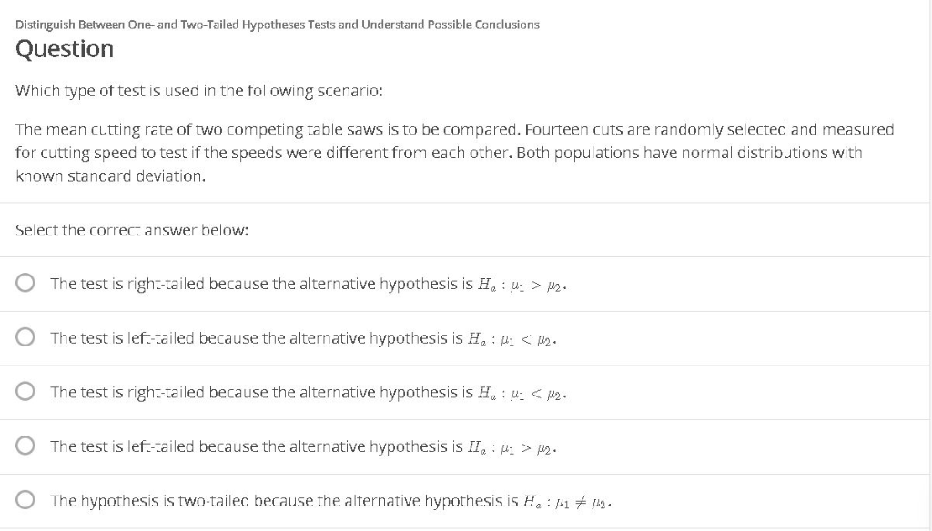 Solved Distinguish Between One- and Two-Tailed Hypotheses | Chegg.com