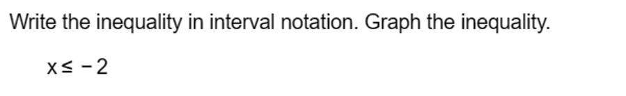 Solved Write the inequality in interval notation. Graph the | Chegg.com