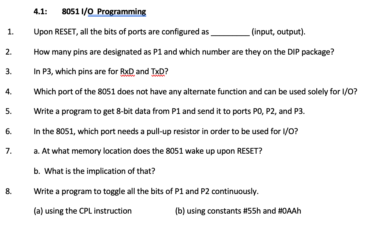 Solved 41 805110 Programming 1 Upon Reset All The Bits