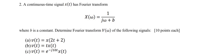 Solved 2. A continuous-time signal x(t) has Fourier | Chegg.com