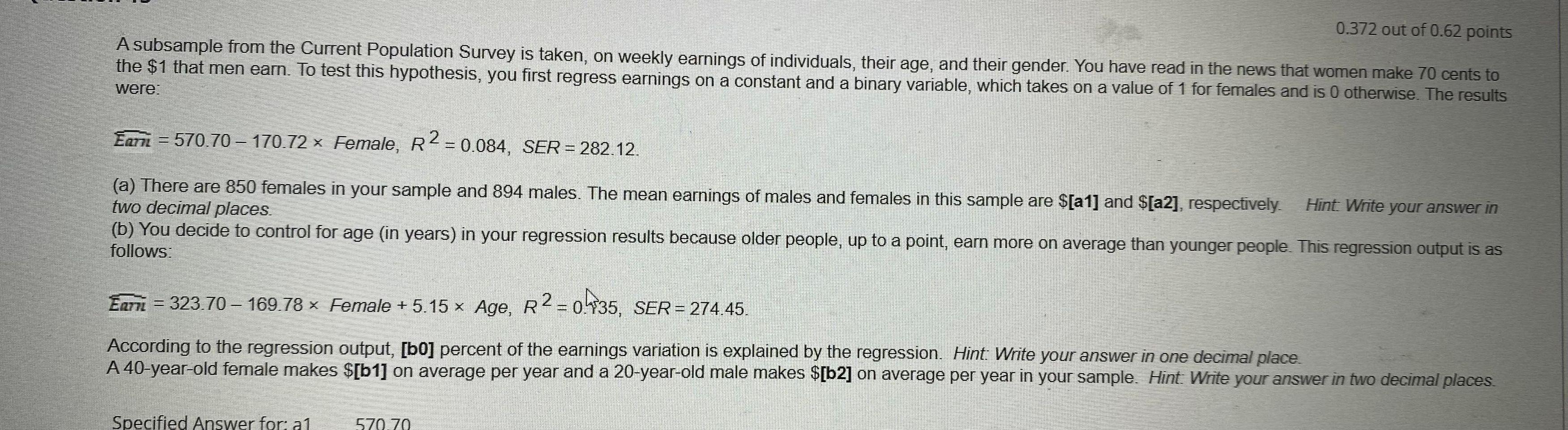 Solved A subsample from the Current Population Survey is | Chegg.com