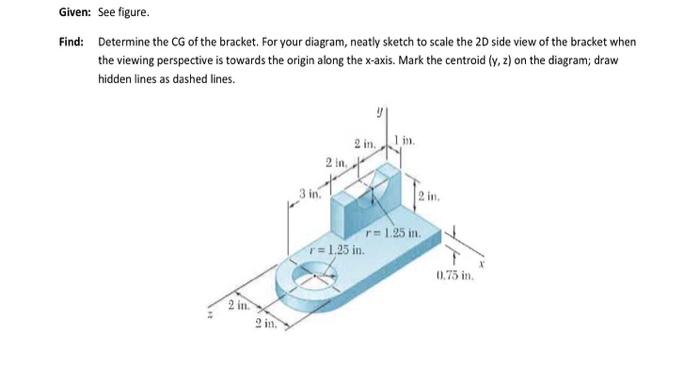 Solved Given: See figure. Determine the CG of the bracket. | Chegg.com