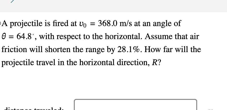 Solved A projectile is fired at v0=368.0ms ﻿at an angle | Chegg.com