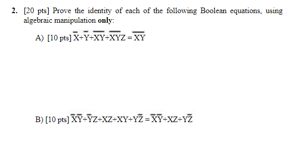 Solved 2. [20 pts] Prove the identity of each of the | Chegg.com