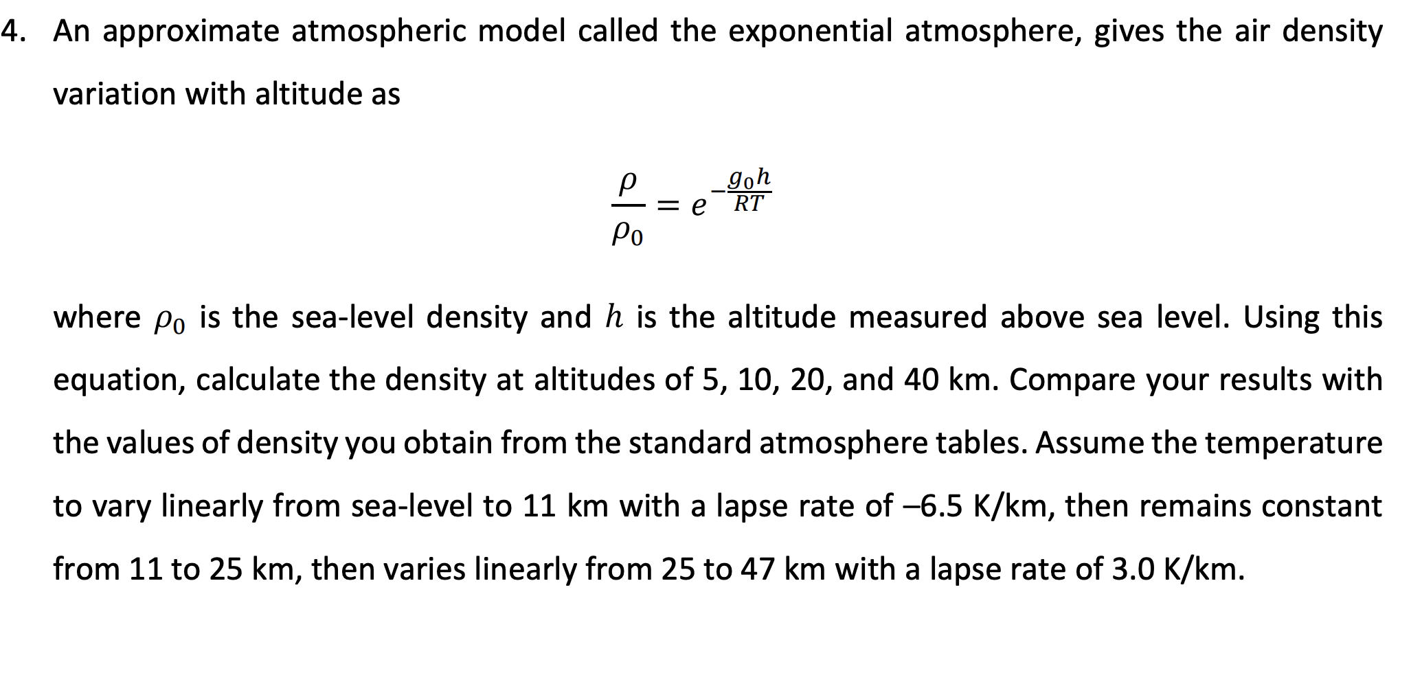 Solved 4. An approximate atmospheric model called the | Chegg.com