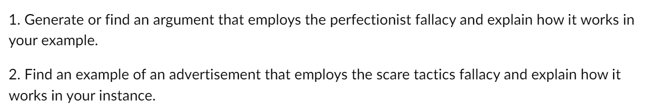 1. Generate or find an argument that employs the | Chegg.com