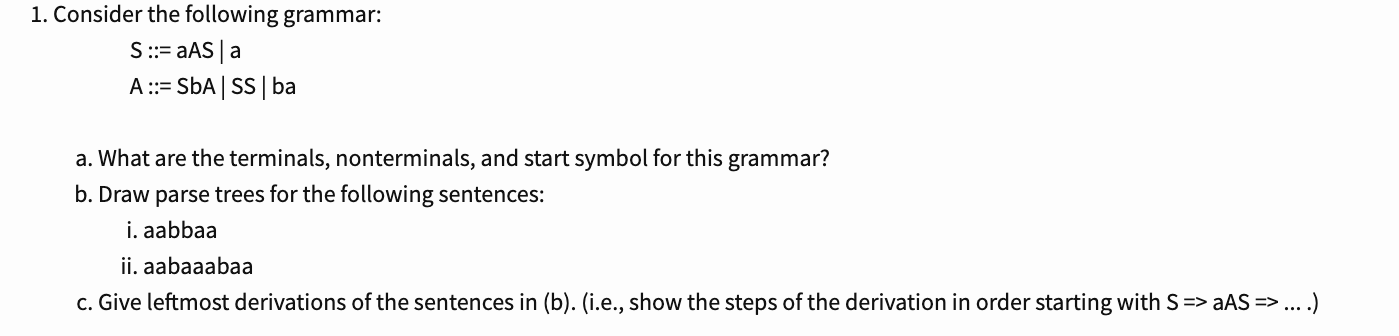 1. Consider the following grammar: | Chegg.com